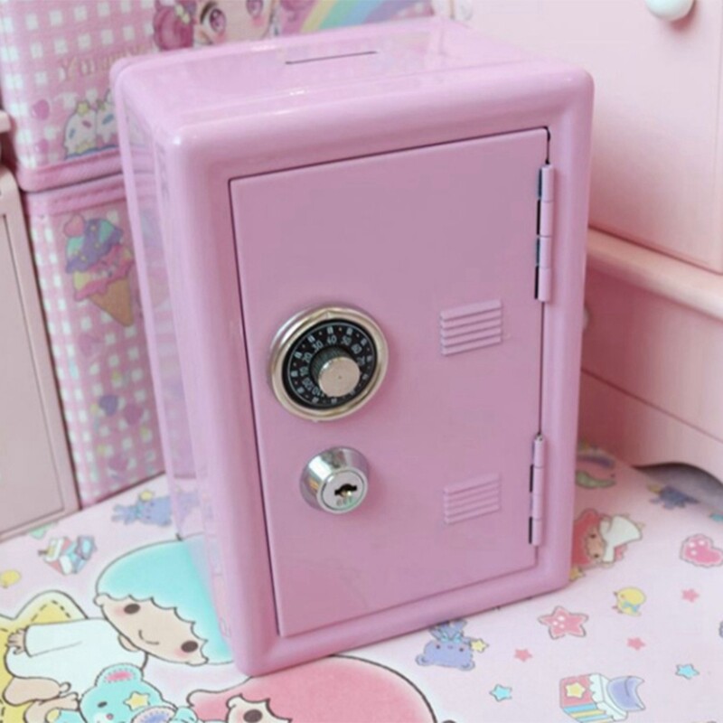 Kids Money Banks, Mini Money Box Gift Safe Case Password with Key Metal ...