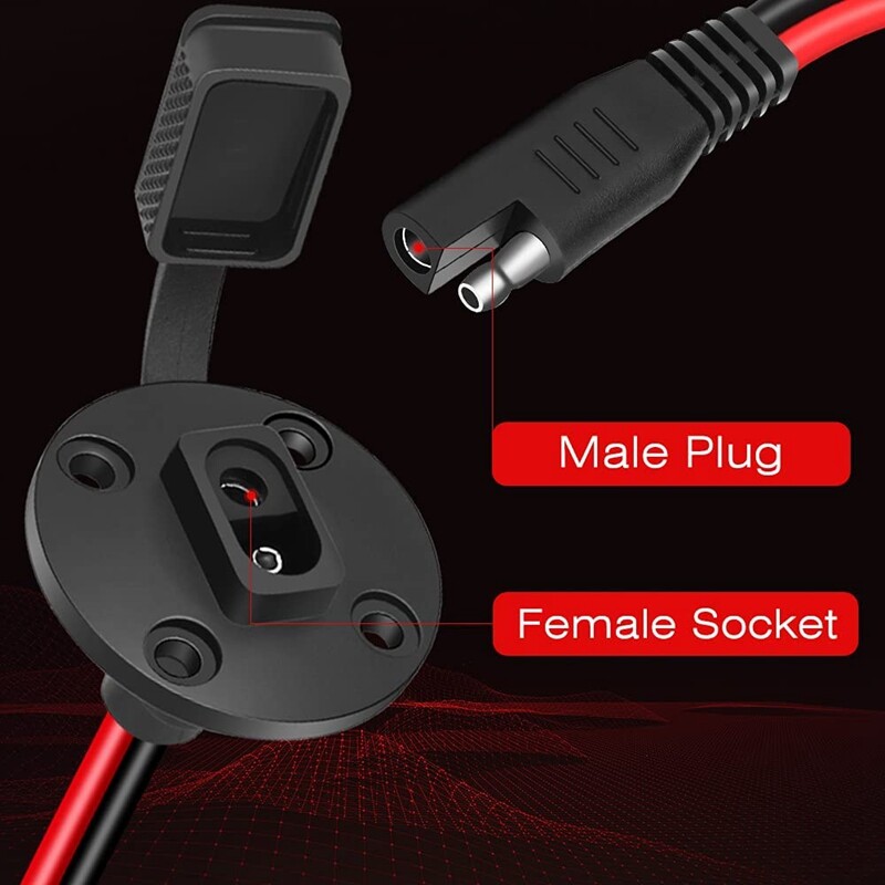 SAE Power Socket Side Wall Port 10AWG Solar Panel Flush Mount Connector ...