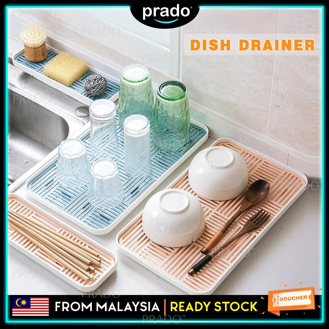 PRADO Malaysia Multipurpose Dish Drainer Cups Plate Bowl Chopsticks ...