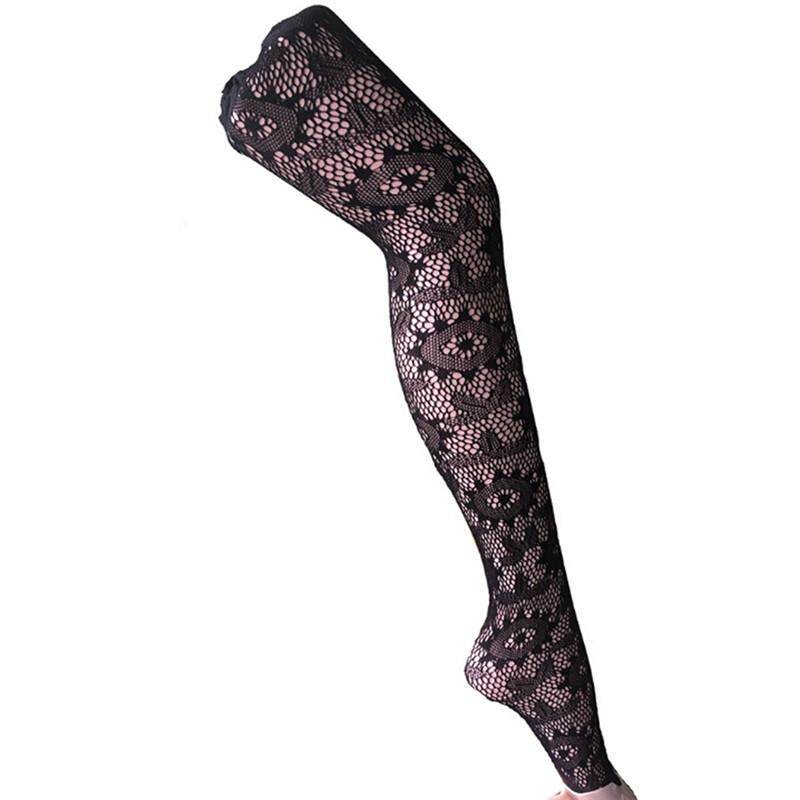 YUNZE ????Ready Stock????Women's Black Lace Fishnet Hollow Patterned ...