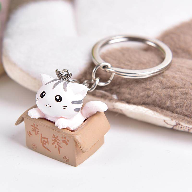 SUTAI Lovely Cartoon Cat Key Rings Chains Pendant Ornament For Bag Car ...