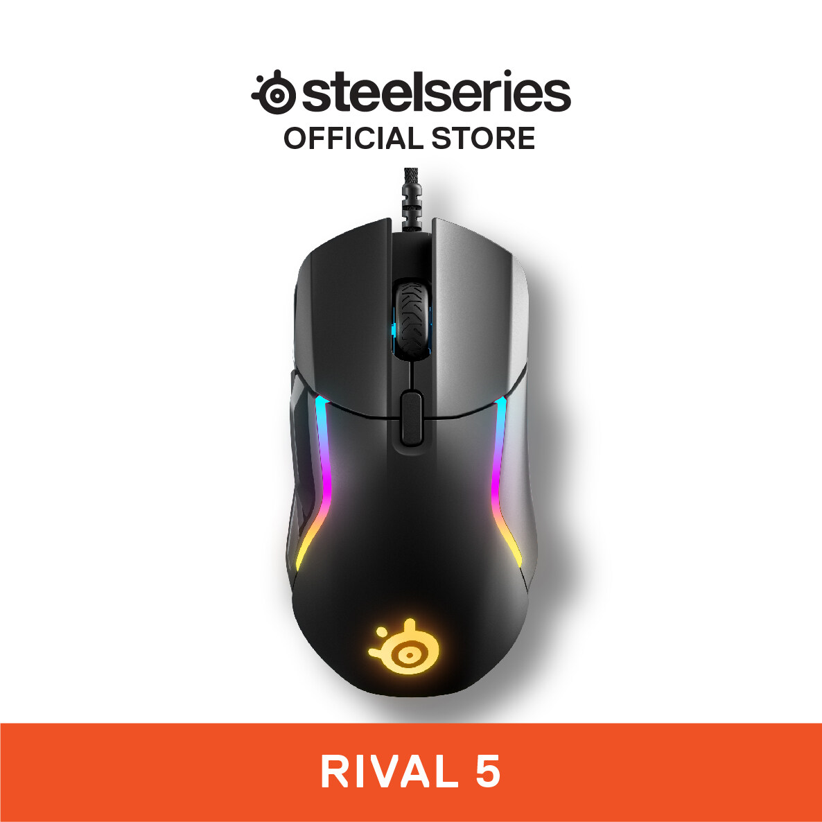 SteelSeries Rival 5 RGB MOBA Gaming Mouse Ergonomic 9-button ...