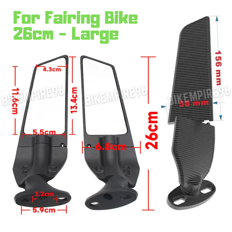Universal Side Mirror Winglet Adjustable 360 Rotate For Yamaha / Honda ...