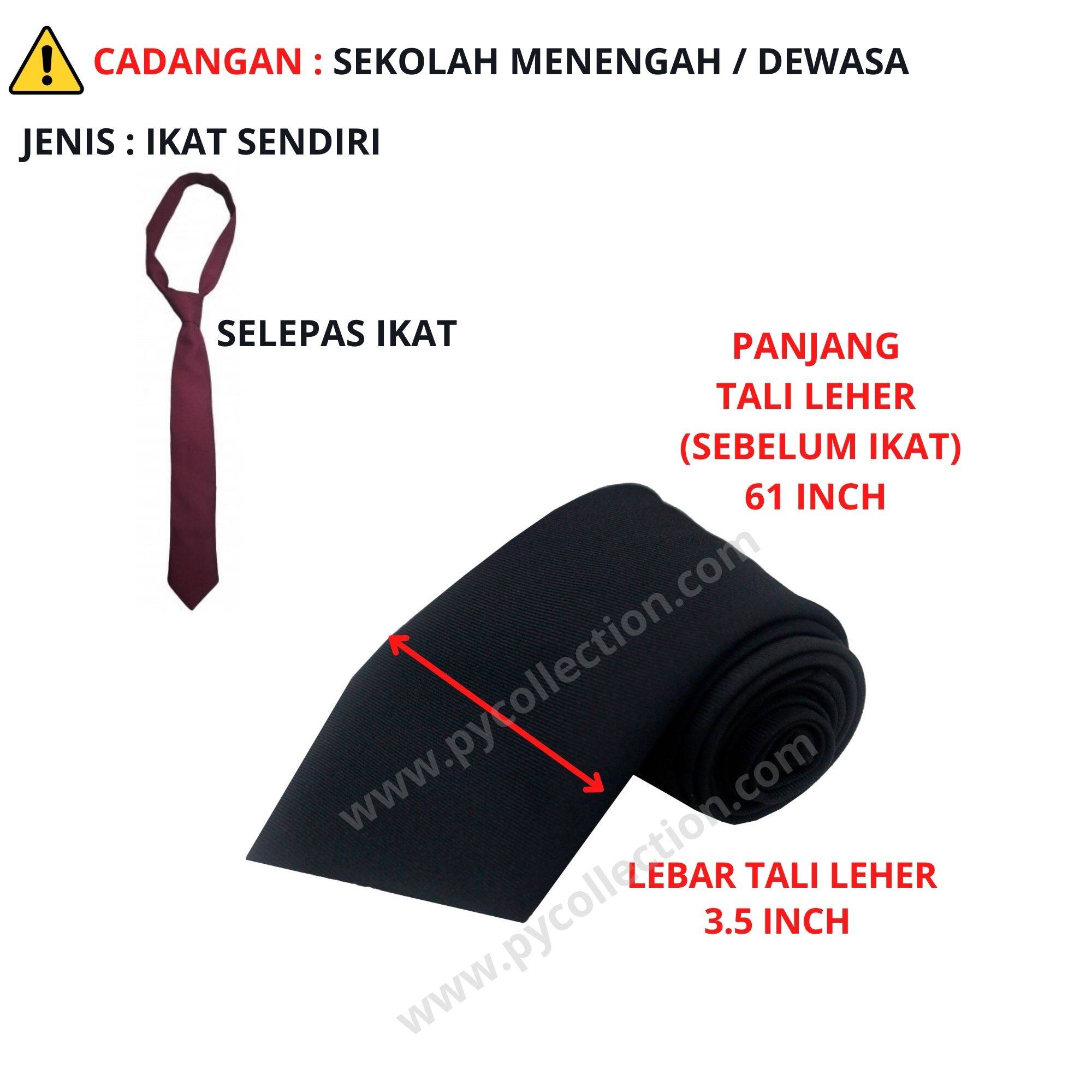 TIE DEWASA HITAM / TALI LEHER PENGAWAS SEKOLAH MENENGAH JENIS IKAT ...