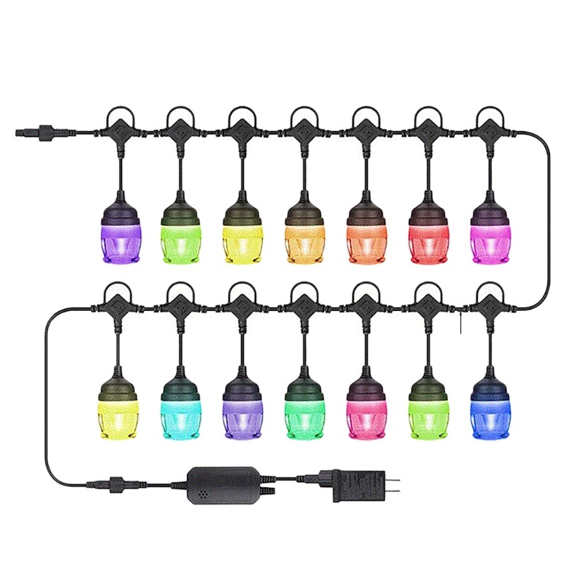 12 LED Light String RGB Hanging Bluetooth Music Light String APP Remote ...