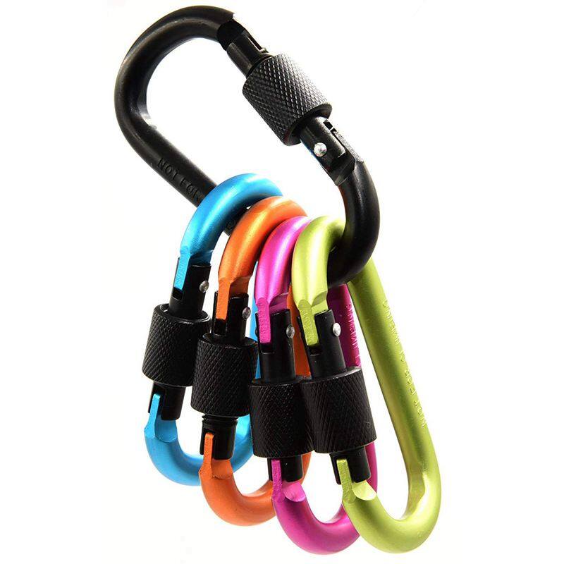 5 pcs D-ring Key Chain Aluminum Alloy Carabiner Locking Clip Hook for ...
