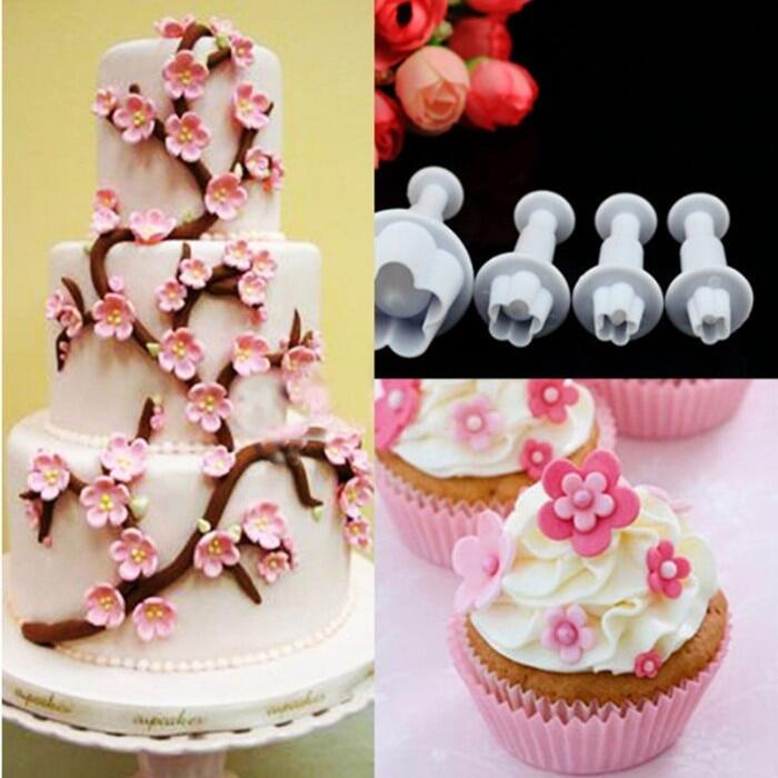4PCs/set DIY Flower Cake Mold Pastry Tools For Baking Fondant Cake ...