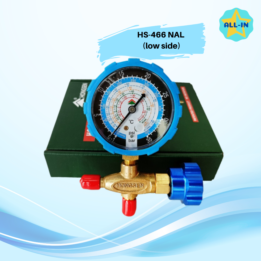 Single Manifold Gauge R410A, R22, R134A, R404A 1-Way Brass Manifold Gauge Low Side and High Side ...
