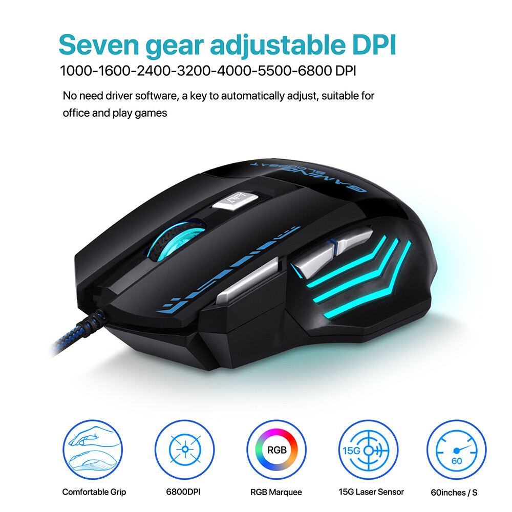 Adjustable Flash Backlit Mouse Led Glow Mouse Usb Wired Gaming Mouse ...