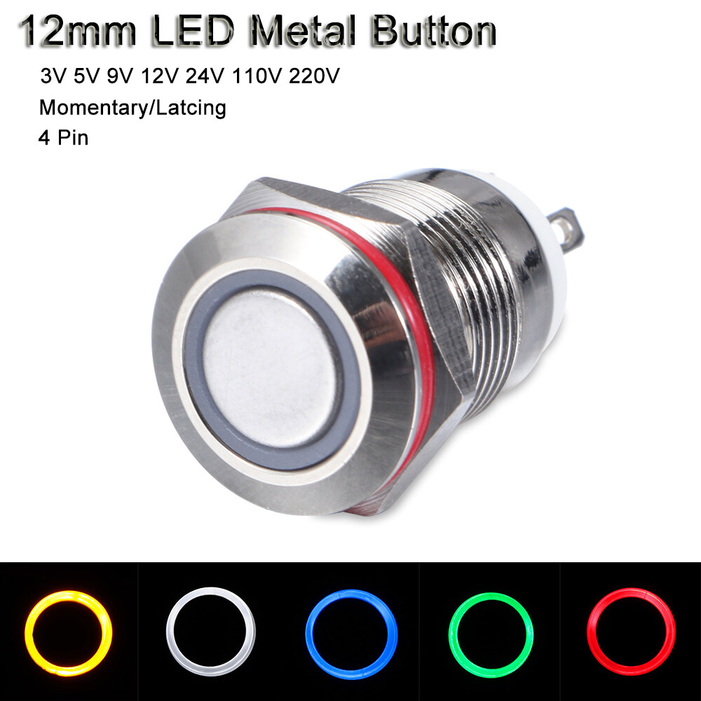 New Red Blue Green Yellow White Push 3V 5V 9V 12V 24V 110V 220V LED ...