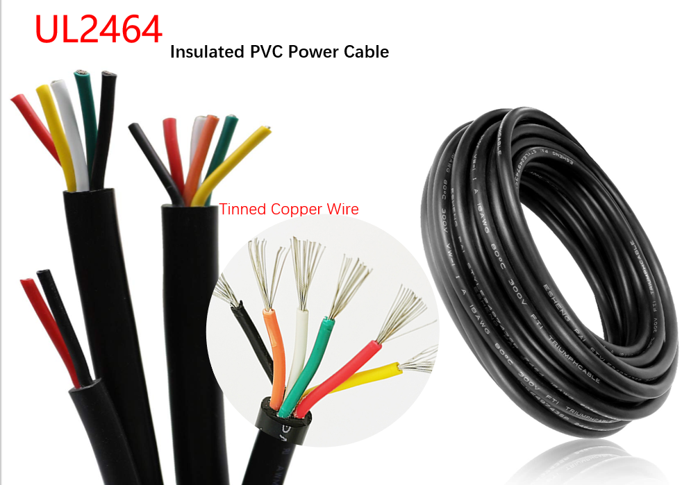 7Conductor Wire Black Signal Wire Heat Resistance Insulated PVC Sheath ...