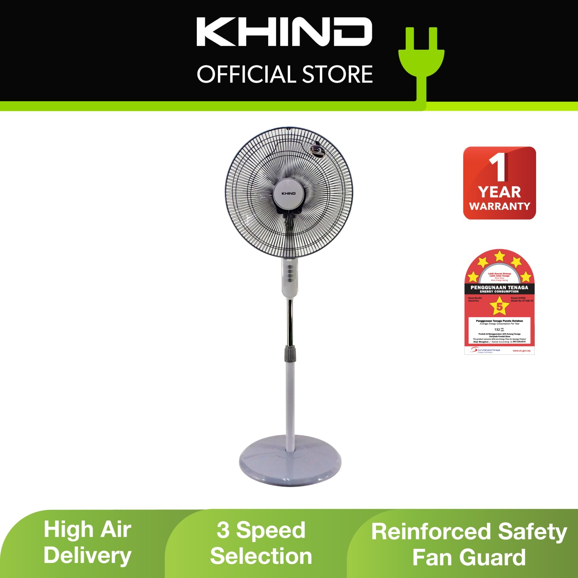 Khind 16" Stand Fan SF1682SE | Lazada