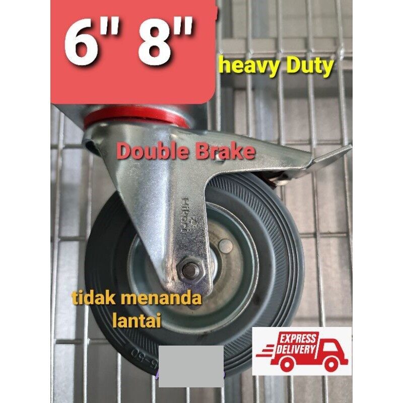 HIGH QUALITY 6&8 INCH MGR (TIDAK MENANDA LANTAI) GREY RUBBER CASTOR ...