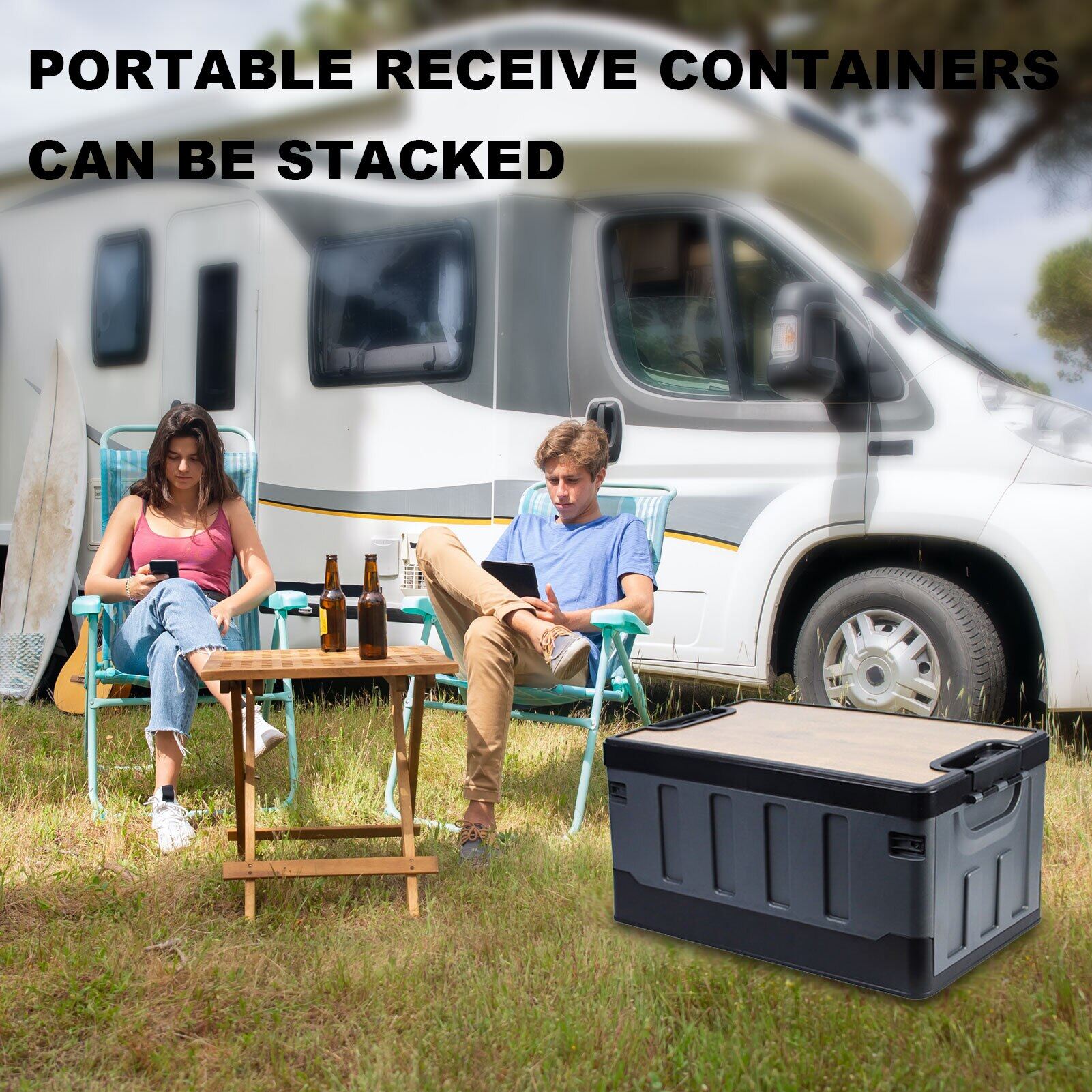 35L Car Outdoor Storage Box Waterproof Deck Box Large Foldable Pool ...