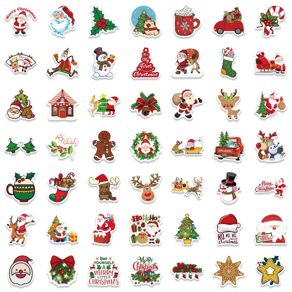 100PCS/Set Christmas Element DIY Decorative Sticker Non-repeating ...