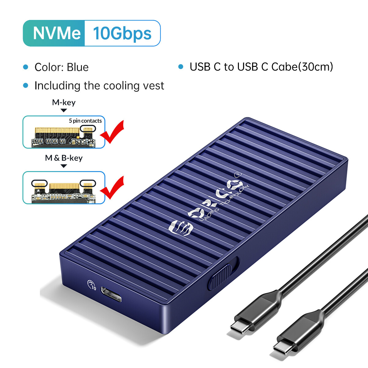 ORICO M.2 SSD Enclosure Support NVMe/SATA SSD Container Design USB 3.2 ...