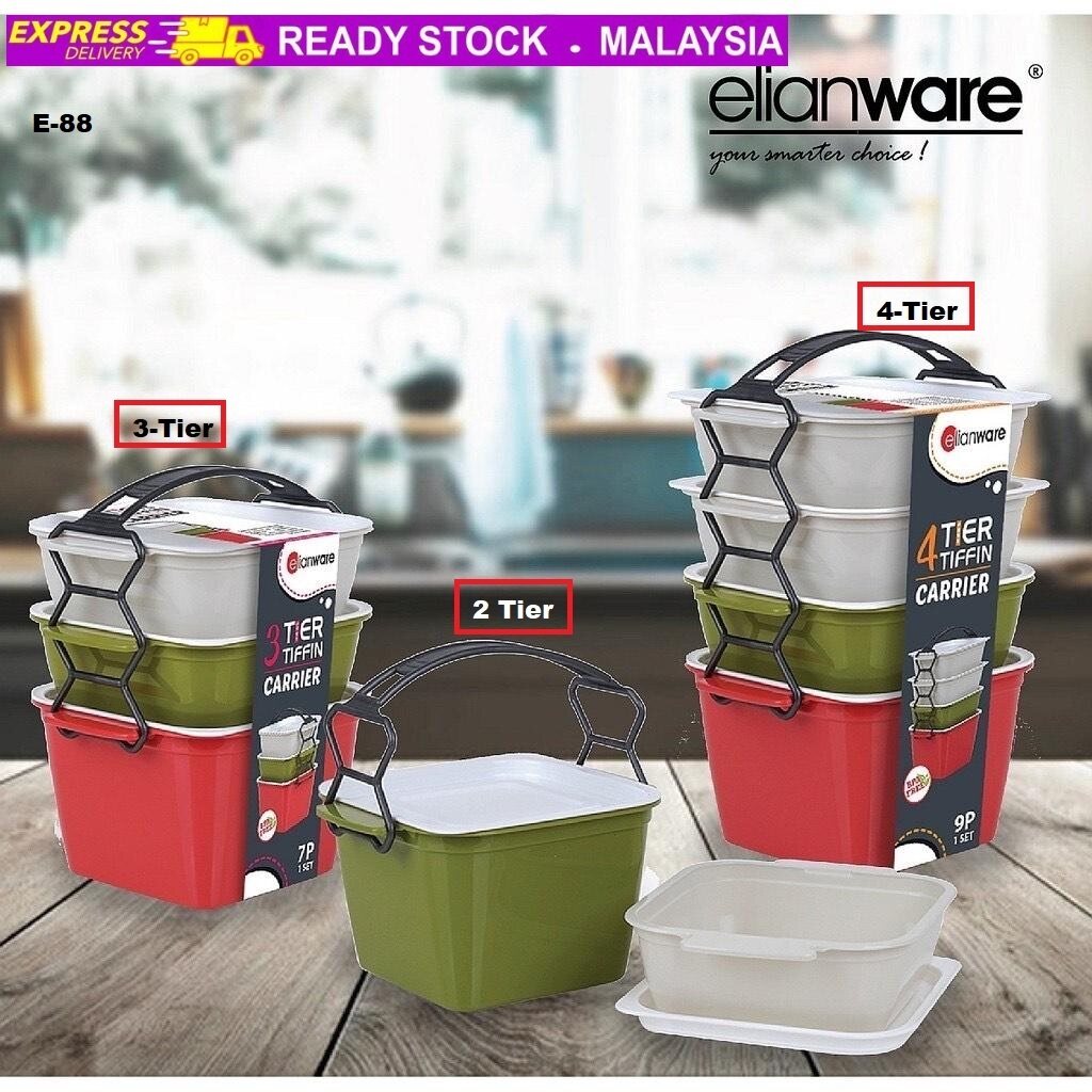 Elianware Lunch Box Microwaveable Tiffin Plastic Square Food Carrier E ...