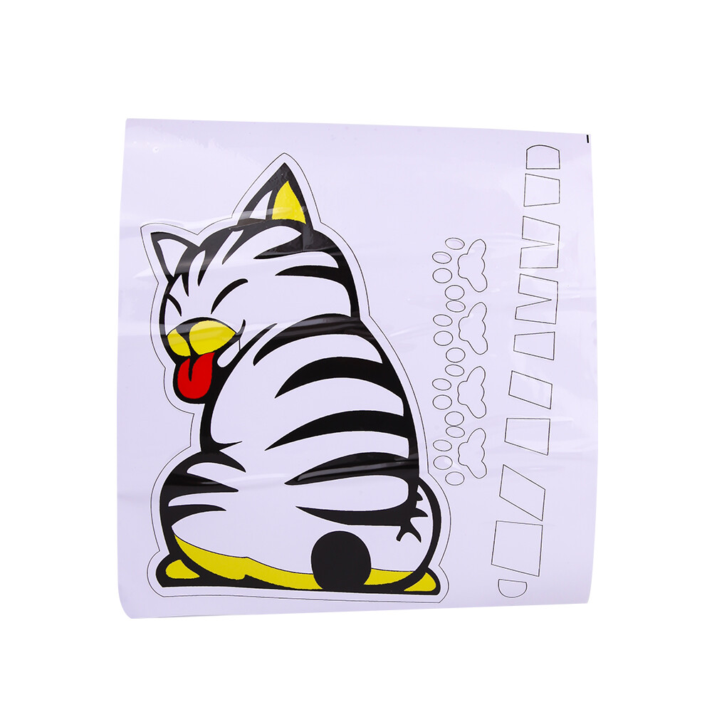Funny Cat Car Stickers Moving Tail Rear Windshield Cartoon Reflective ...