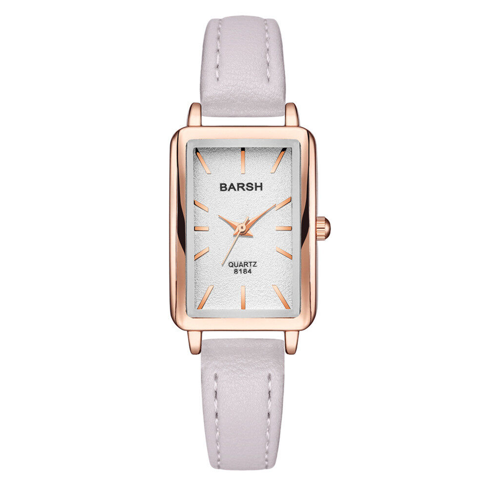 BARSH Women Fashion Rectangle Dial Faux Leather Band Quartz Movement ...