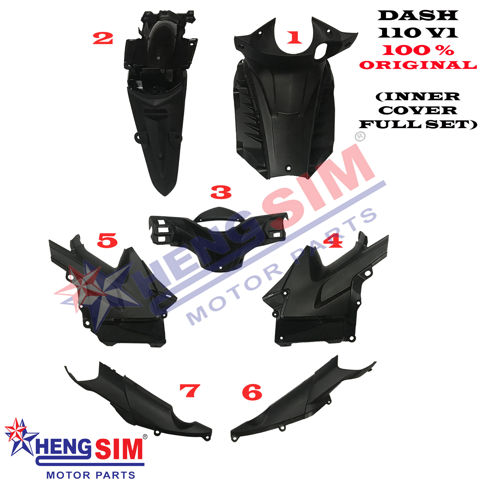 DASH 110 V1 (ORIGINAL) HONDA MATT BLACK INNER COVER FULL SET | Lazada