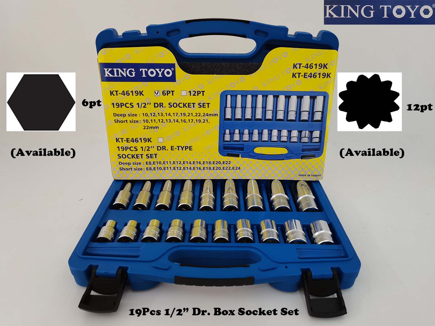 King Toyo 19Pcs 1/2Inch. Box Socket Set For Automotive ,Mechanical ...