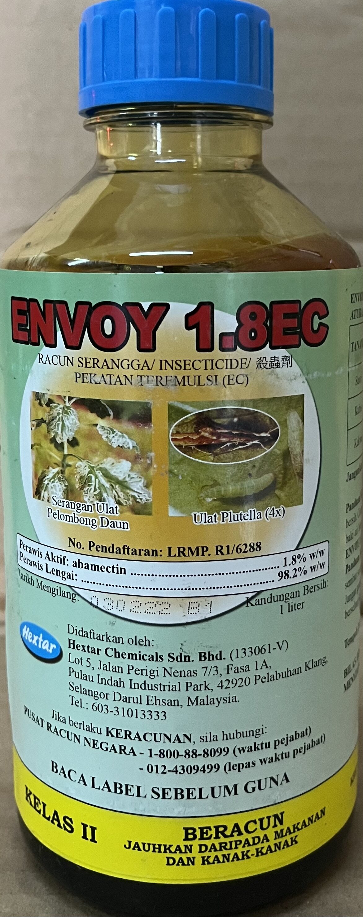 Hextar Envoy 1.8EC 1L / racun serangga / ulat pelombong daun & plutela ...