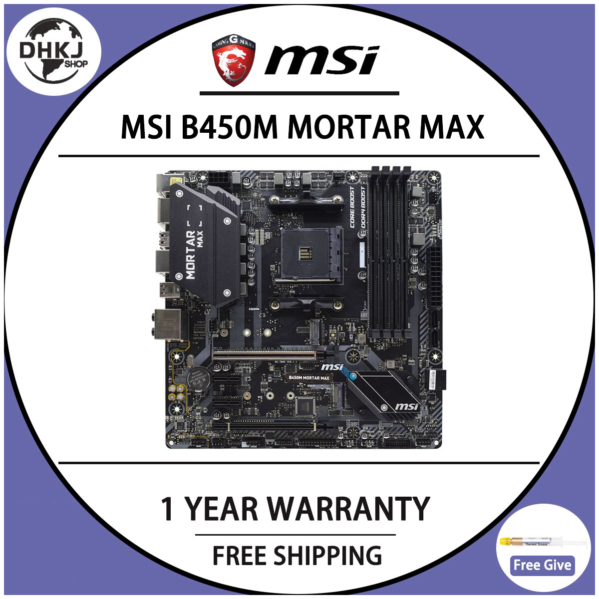 MSI B450M MORTAR MAX Motherboard Gaming Support 3500X 3600 3700X CPU ...