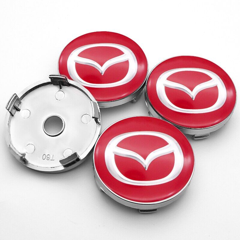 [OUS] 4pcs Wheel Luxury 60mm Car Mazda Logo Wheel Center Hub Caps Cover ...