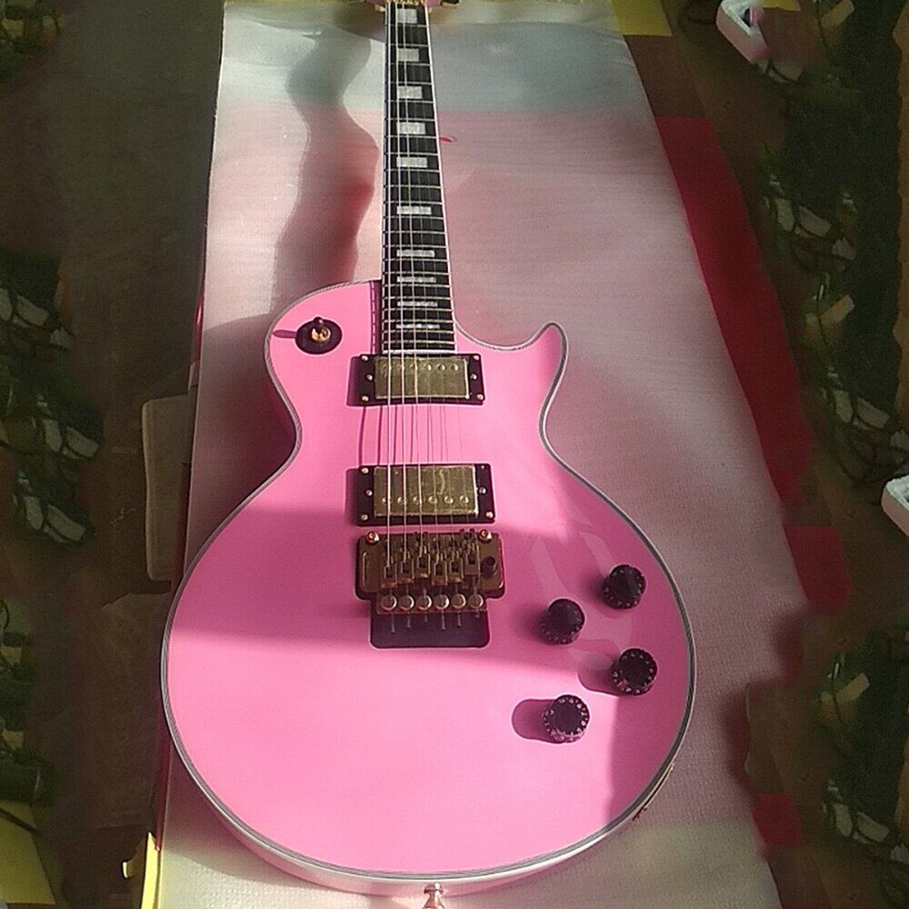 กีตาร์ Gibson Les Paul Custom Pink พร้อม Rosewood Fretboard, Floyd Rose ...