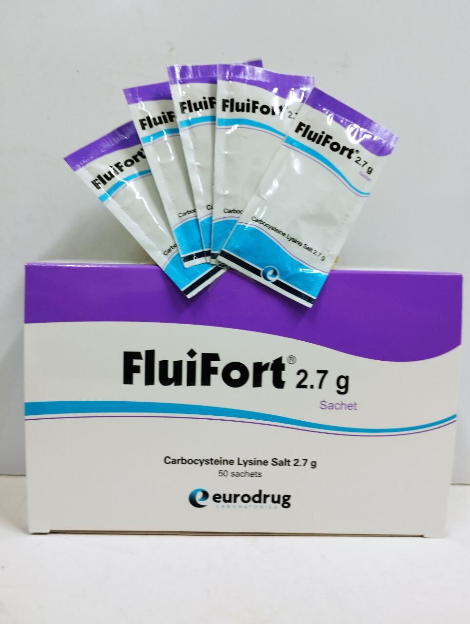 FluiFort Carbocysteine Lysine Salt 2.7g (5 Sachets / 10 Sachets / 50 ...