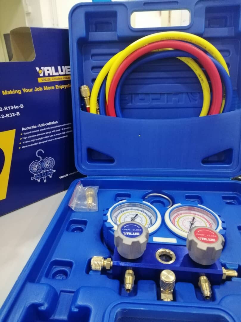 (NEW) VALUE Manifold Gauge VMG-2-R32-B (R410a, R32, R22, R134a) | Lazada