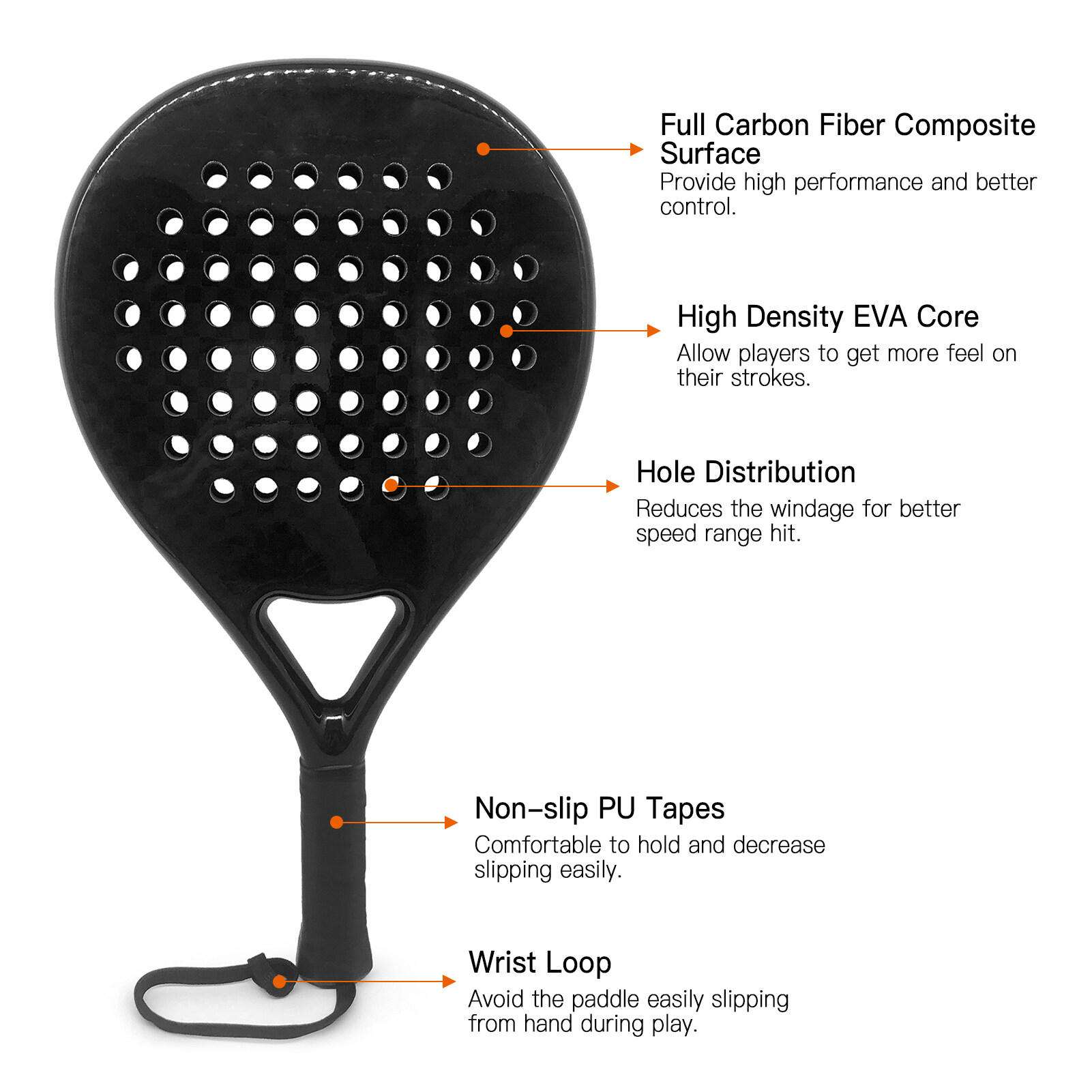 Full Carbon Fiber Padel Racket Paddleball Racquet Beach Tennis Racket ...