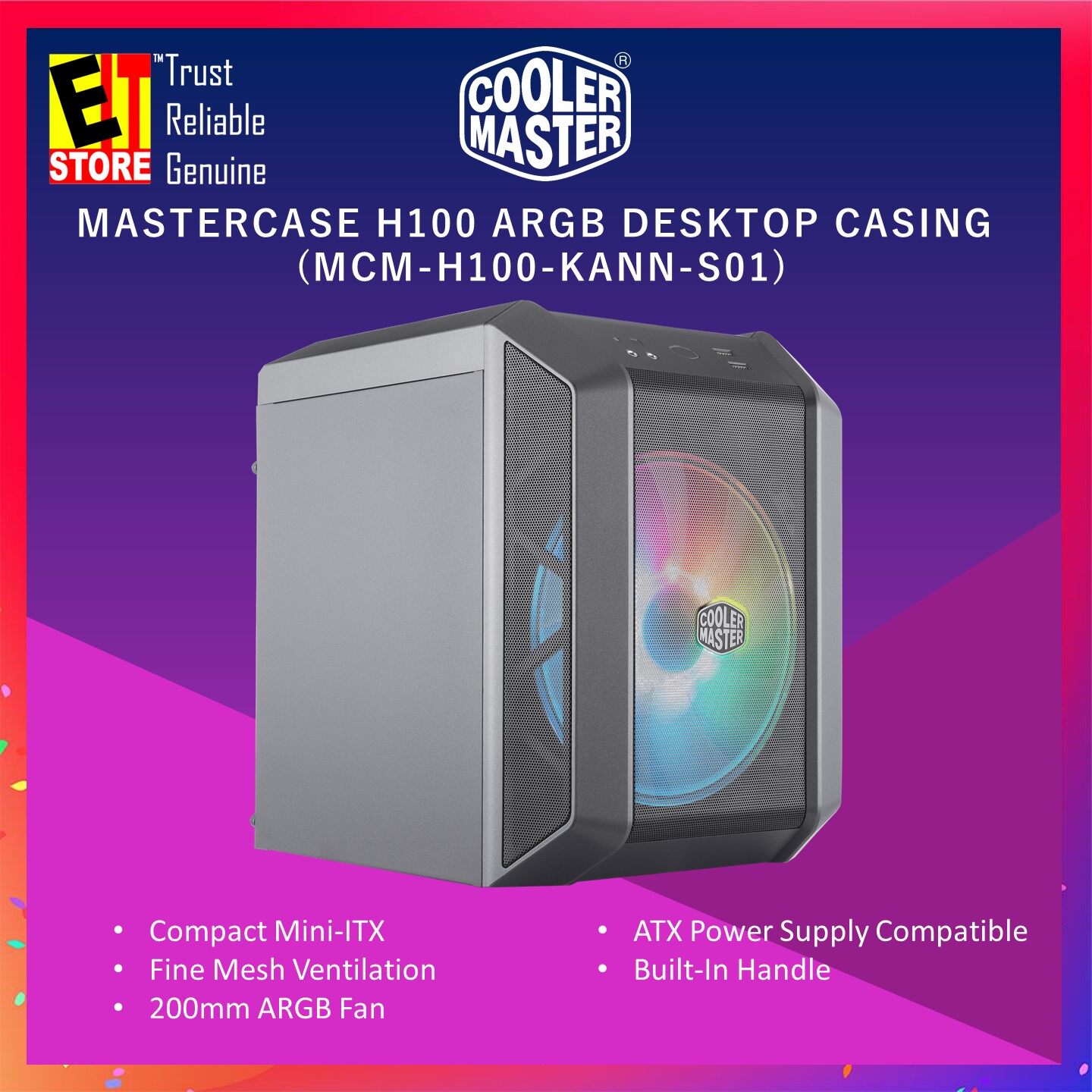 COOLER MASTER MASTERCASE H100 ARGB DESKTOP CASING (MCM-H100-KANN-S01 ...