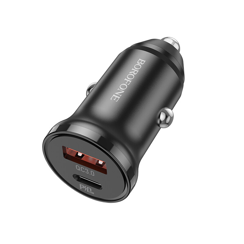 BOROFONE BZ18A Dual Port Quick Car Charger PD20W QC3.0 Car Charger Car Charger Set Type-C To Ip ...