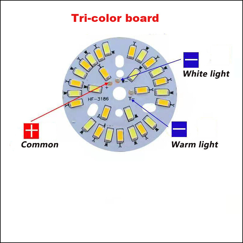 LED Downlight Chip Tri-color Led SMD Lamp Board Downlight Light Source Replacement Board Crystal ...