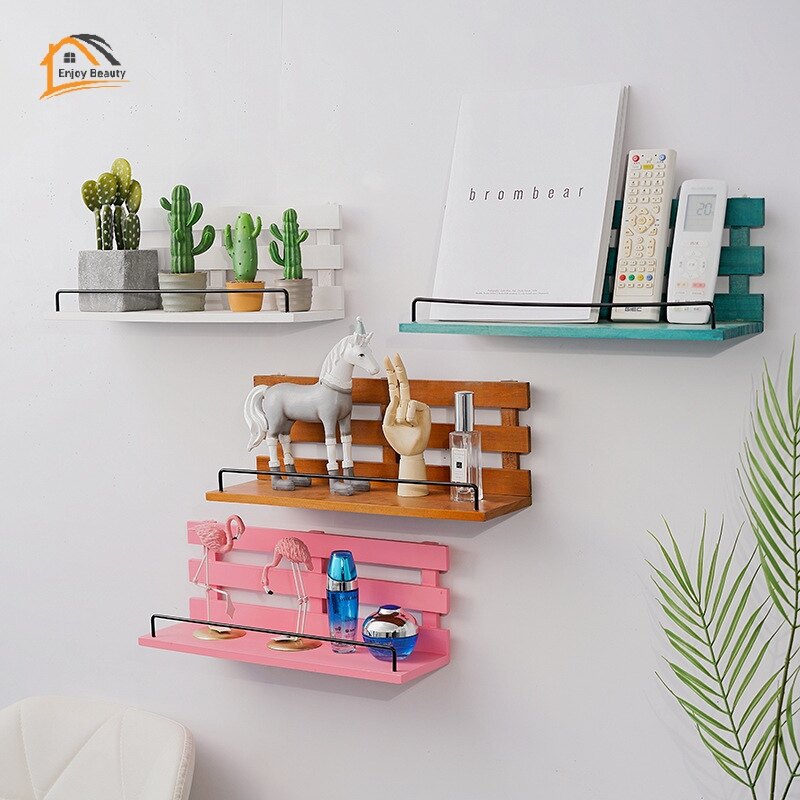 ติดผนังชั้นวางนอร์ดิกแบบสร้างสรรค์บ้านห้องนอน Ins Racks แขวนผนังขนาด ...