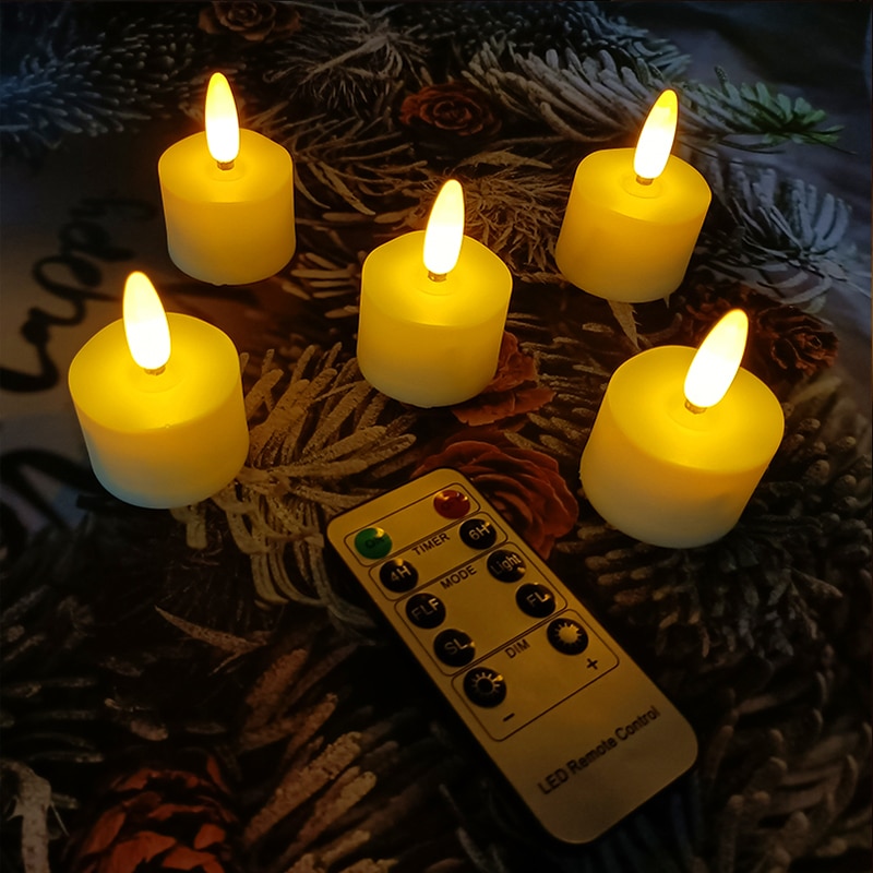 New Flameless Candles - 12 Rechargeable LED Flickering Tea Lights Comes ...
