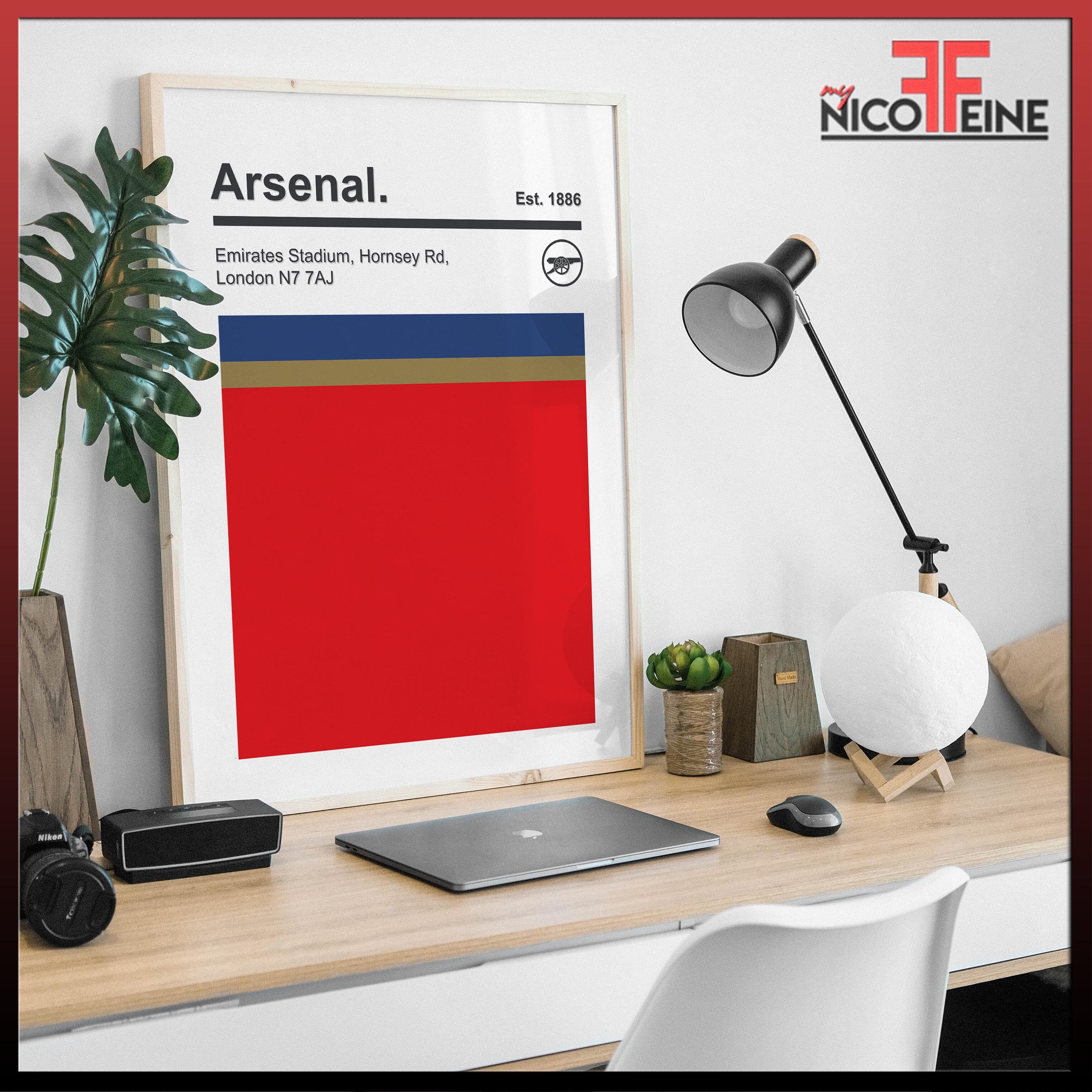 [Poster Only] Arsenal The Gunner Retro Style EPL Pantone Minimalist Art ...