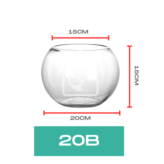 [GLASS] Transparent Round Clear Glass Fish Bowl Aquarium Home Office ...