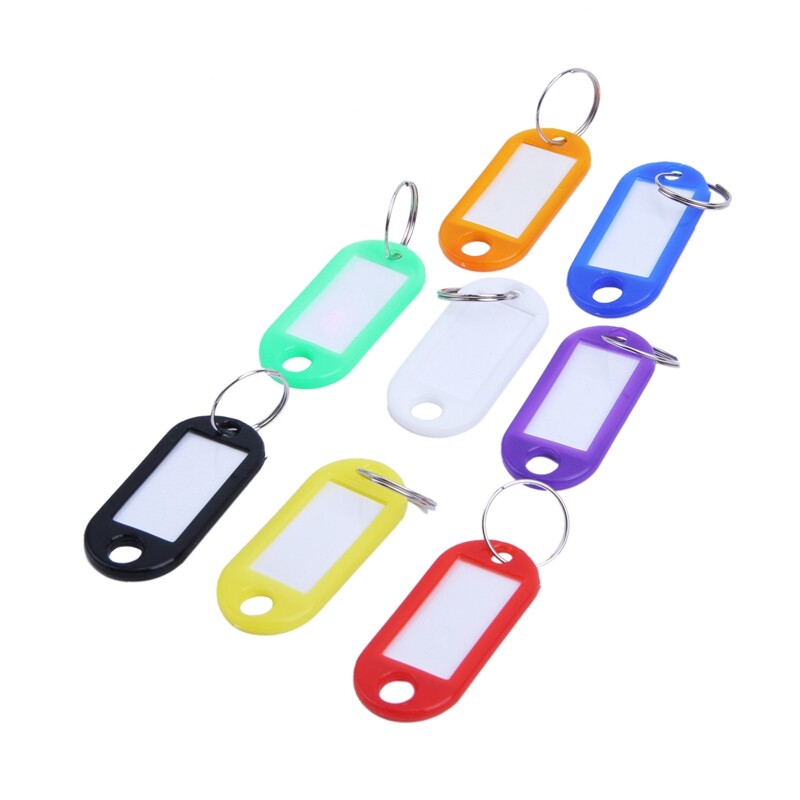 40 Pcs Split Ring Colorful Plastic ID Tags Name Card Label Key Holder ...