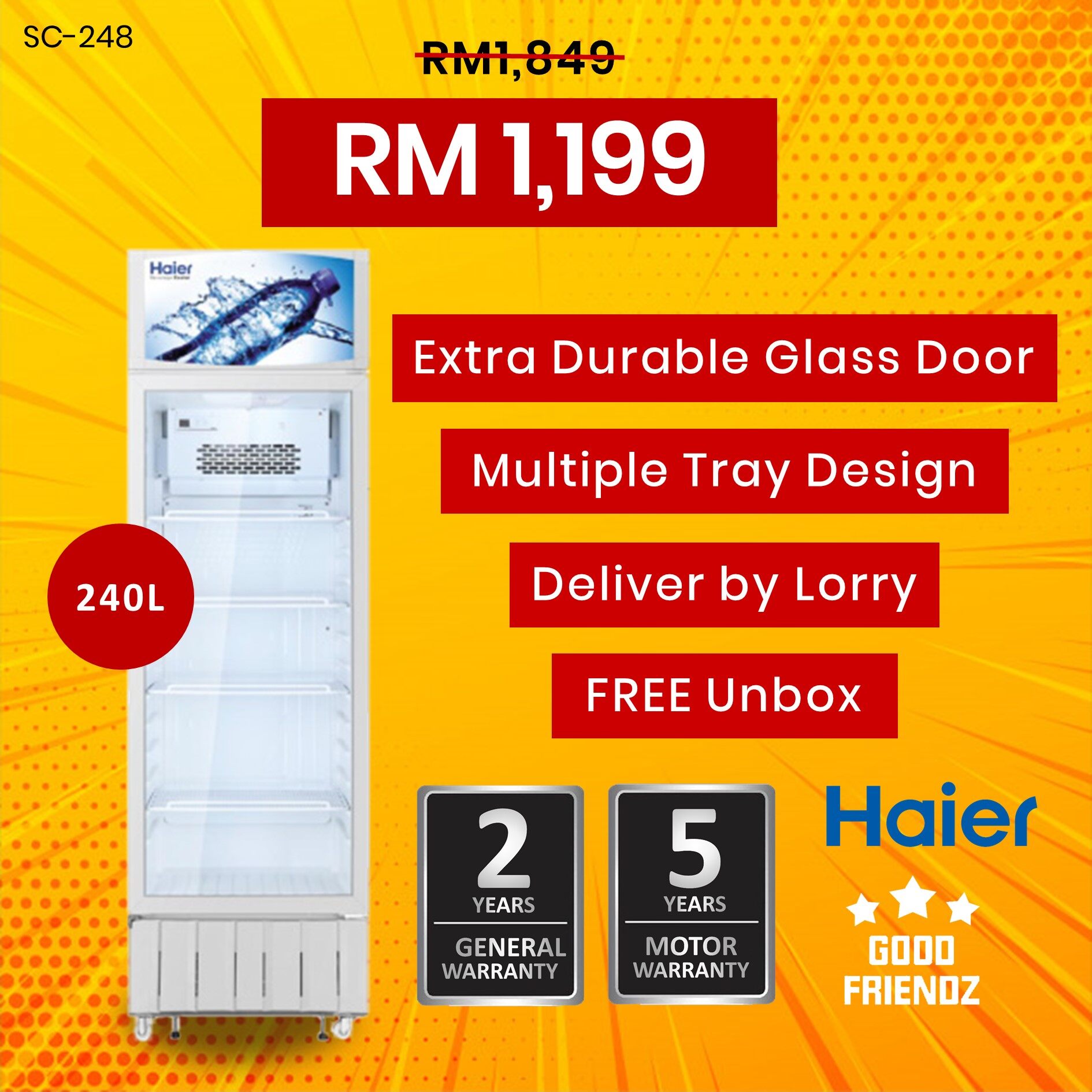 Haier Freezer SC-248 (240L) Showcase Display Chiller | Lazada