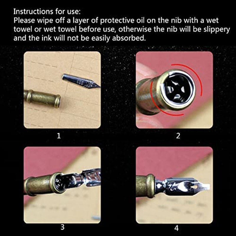 Vintage Feather Pen and Ink Set Retro Quill Dip Pen Calligraphy Writing ...