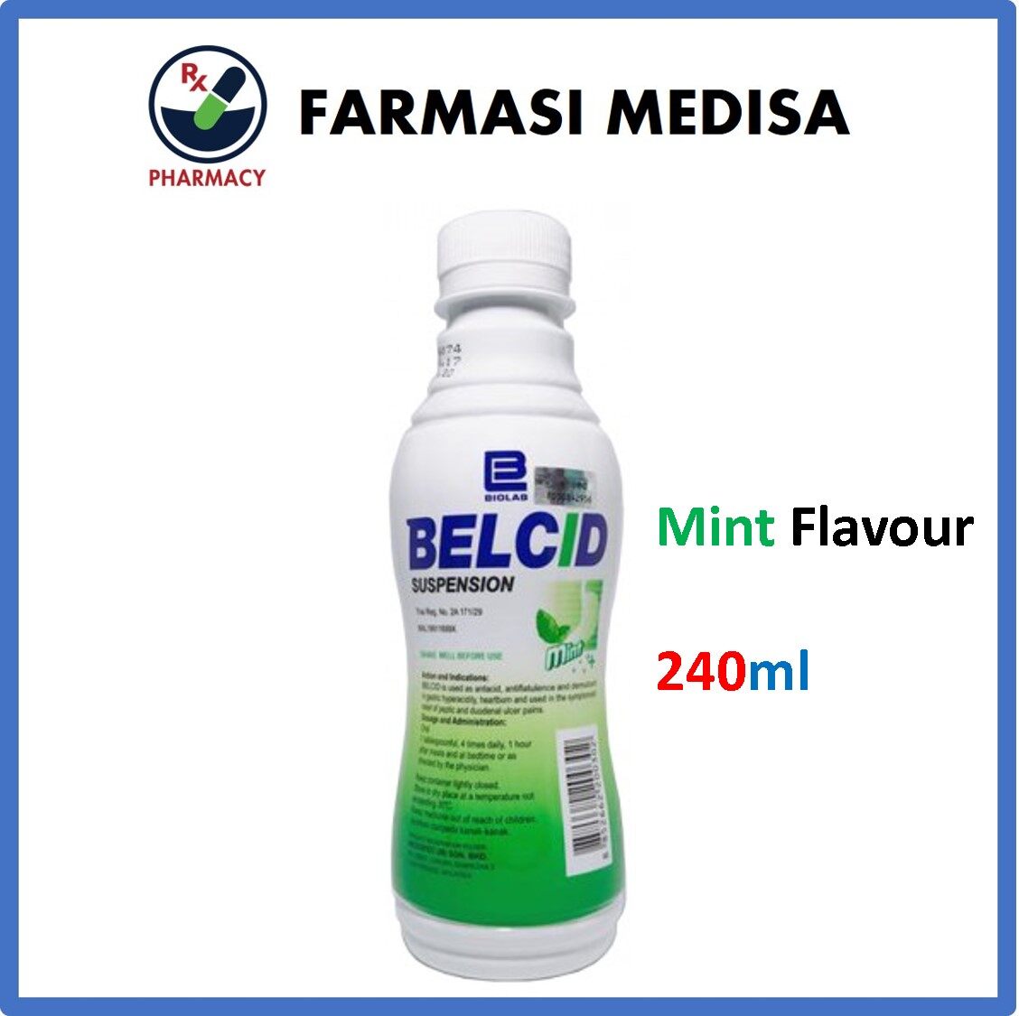 Belcid Suspension 240ml Mint ubat gastrik relieves gastric | Lazada