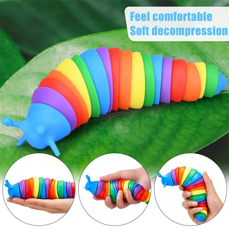 2022 3D Slug Fidget Toy New Fidget Toy Slug Articulated Flexible Relief ...