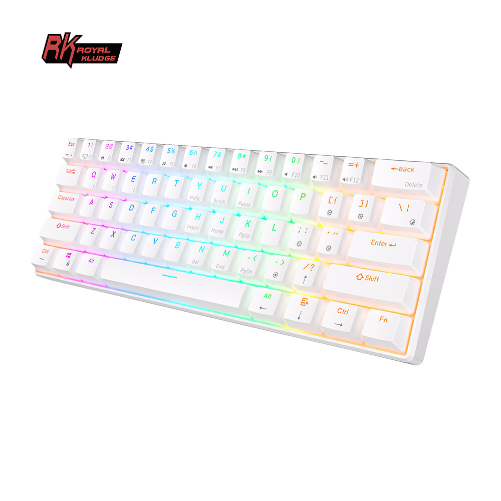 RK Royal Kludge RK61 Bluetooth-compatible Mini Wired Dual Mode 60% RGB Light Mechanical Gaming ...