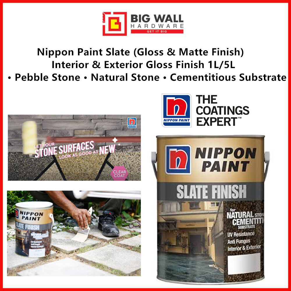 1L/5L Nippon Paint Slate (Gloss & Matte Finish) Interior And Exterior ...