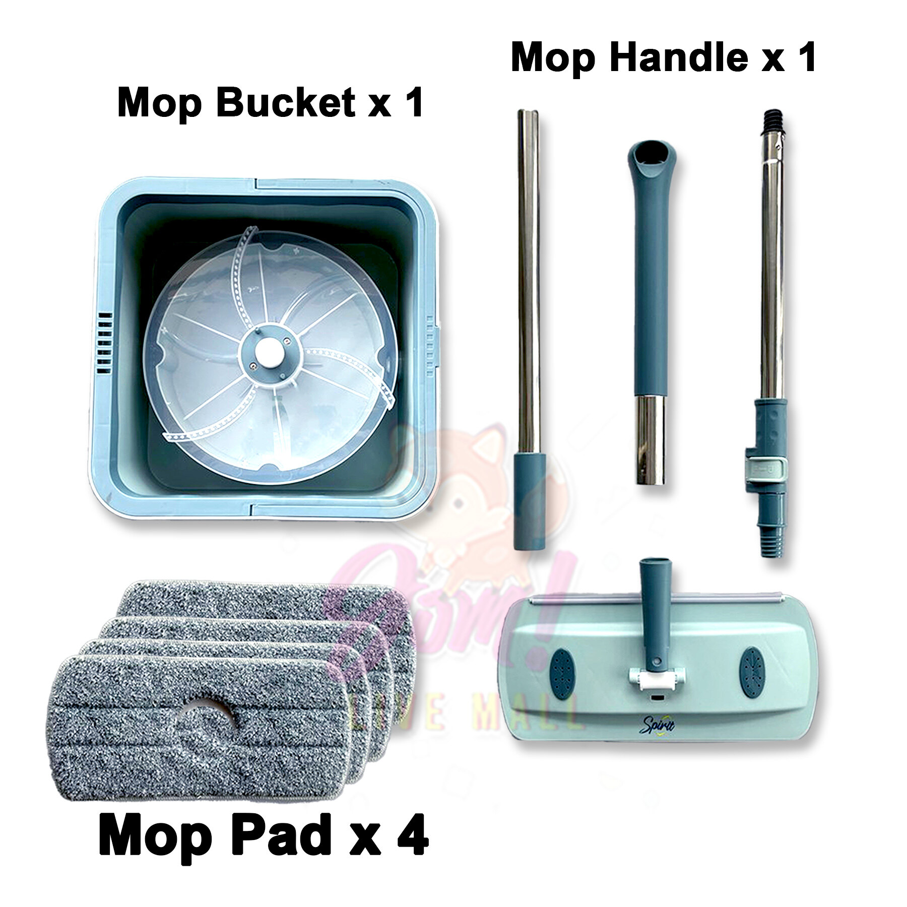 💧SPIRIT Dream Clean Mop💧 Dirty & Clean Water Separation Spin Mop 180 ...