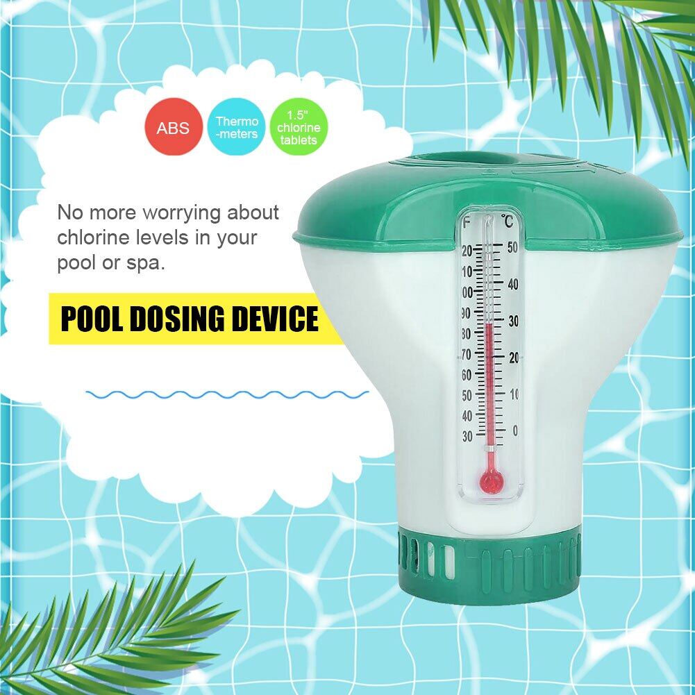 Swimming Pool Floating Chlorine Dispenser with Thermometer Automatic ...