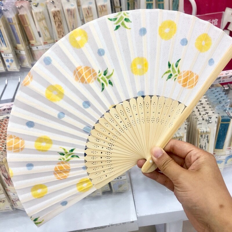 Japanese DAISO Japanese folding fan cartoon cute wooden fan classical ...