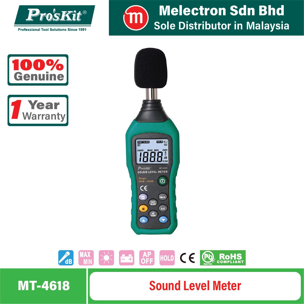 Pro'sKit MT-4618 Sound Level Meter | Lazada